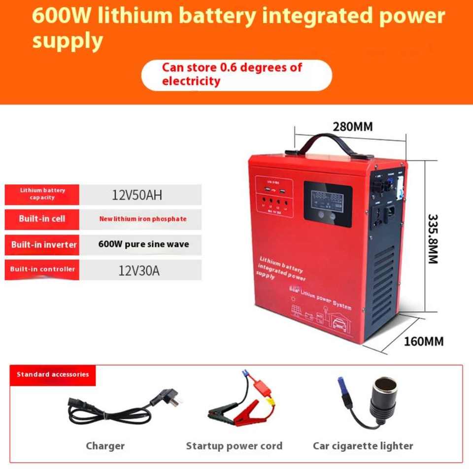 Portable 12V 300W Pure Sine Wave Power Station with 220V Solar Energy ...