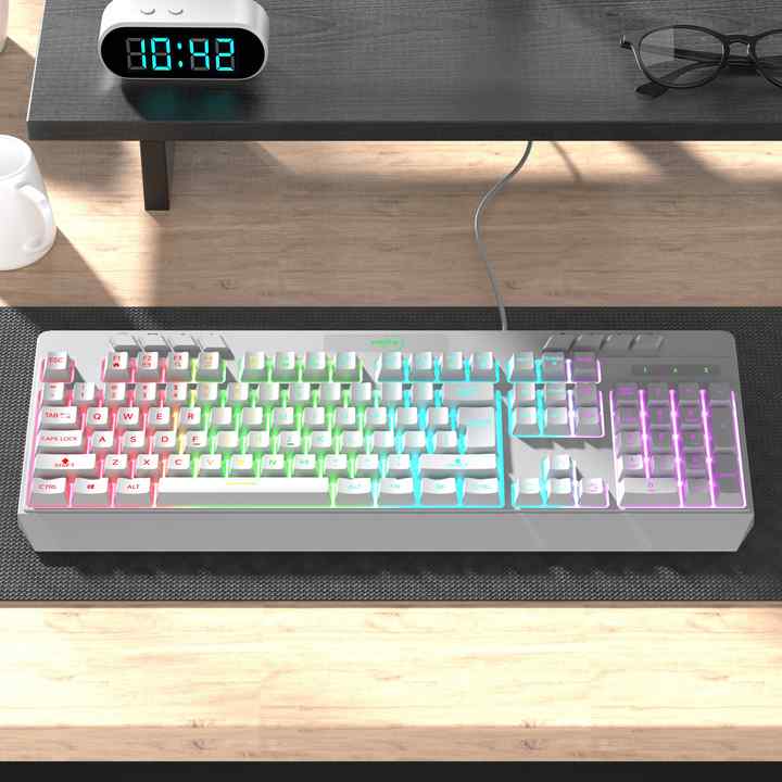 UMILA 104 Keys Wired Gaming Keyboard and Mouse Set White Black Color ...