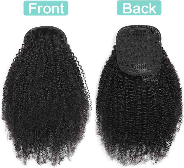 10 Inch Afro Kinky Short Curly Hair Extensions Soft Bun Clip-in ...
