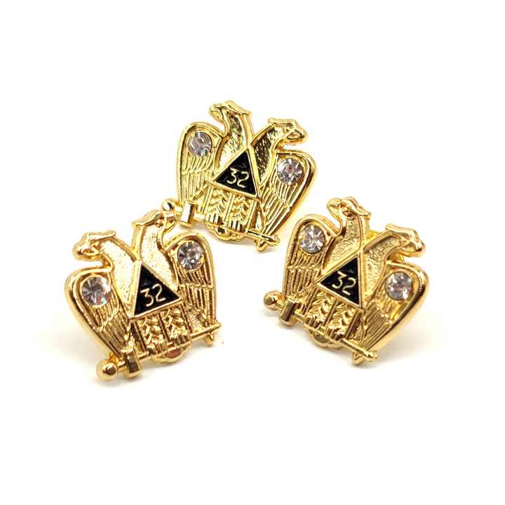 Freemason Double Head Eagle 32nd Degree Pin with Rhinestone