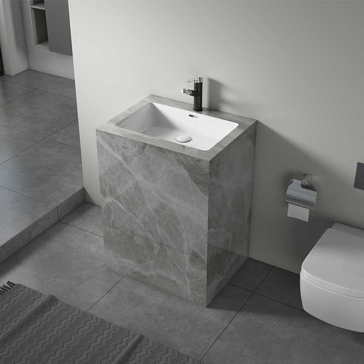Seamless Connection Ceramic Integrated Rock Slab Column Basin ...