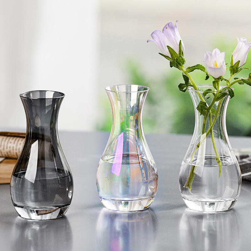 Minimalist Nordic Cafe Table Decor Clear Smoky Flower Glassware Mini ...