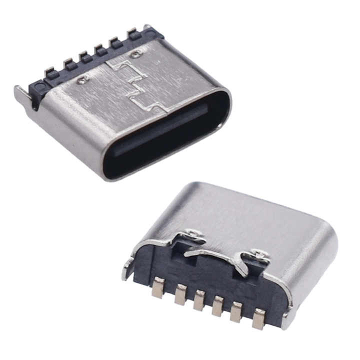 Type-C Female Connector 6pin SMT for Phone Charging Port Jack 180 ...
