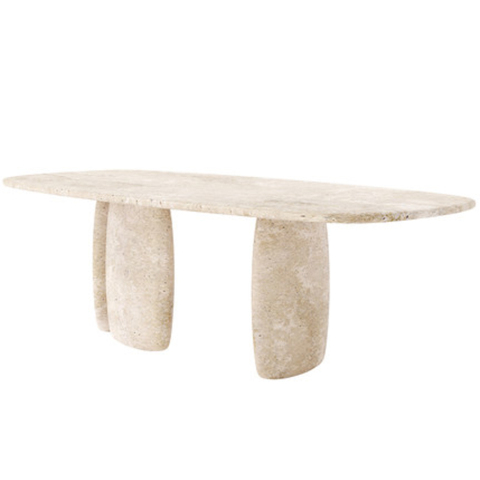 Nordic natural stone table round coffee table modern travertine coffee ...