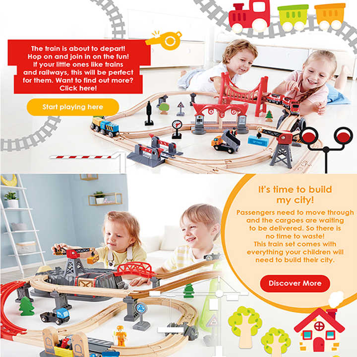 Wooden Toy Train Deluxe Railway Set Children Ladder Track Car Toys ...