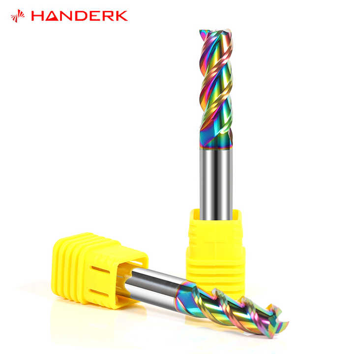 HANDERK Solid Carbide Square End Mill Inch & Metric Sizes HRC55 Milling Cutter with DLC Coating ...