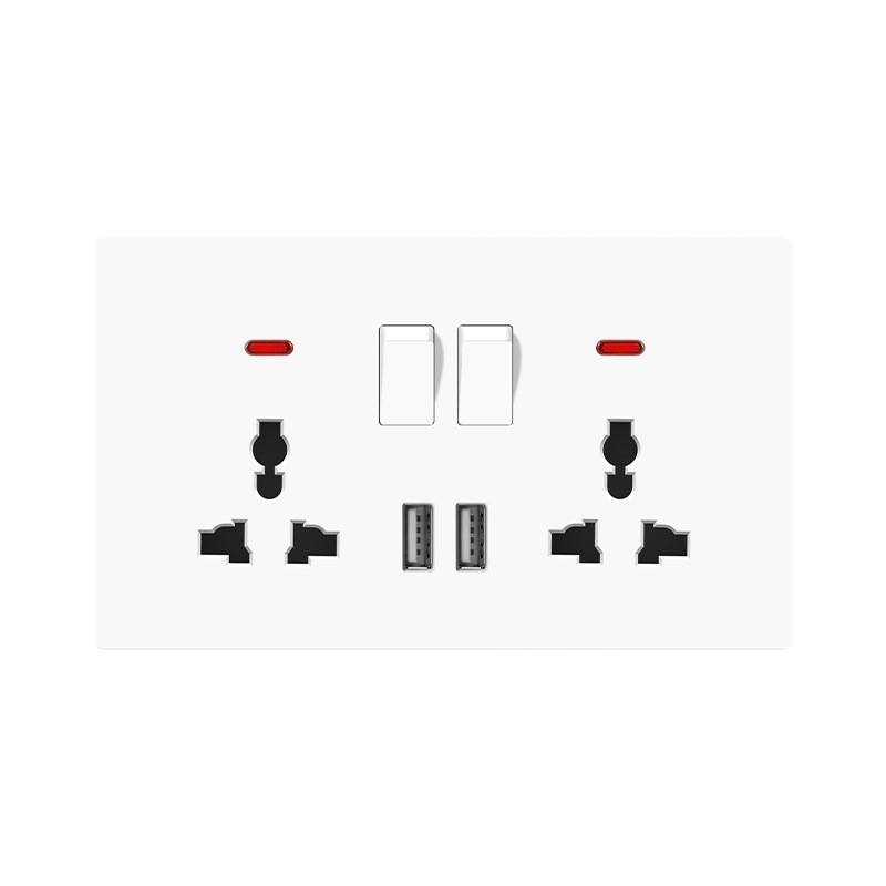 British standard switch socket white one open 13A socket two open ...