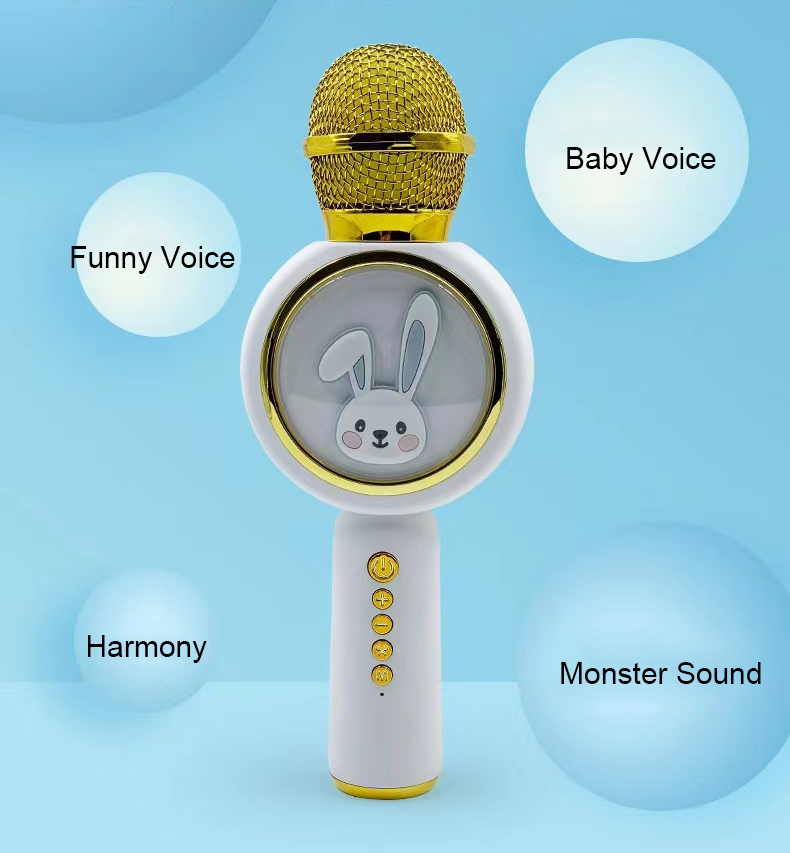 Microfon karaoke profesional SMARTIX® pentru copii, bluetooth, lumina ...