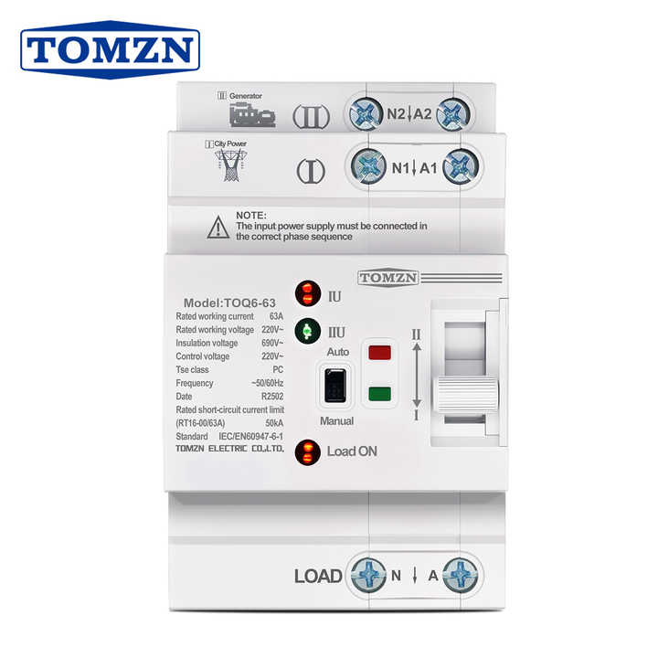 TOMZN Din Rail ATS L N 220V Small Dual Power Automatic Transfer Electrical Selector Switches ...