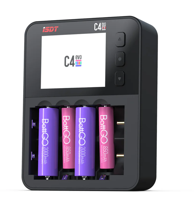 C4 EVO Smart Battery Charger with IPS Display Screen for AA AAA 18650 ...
