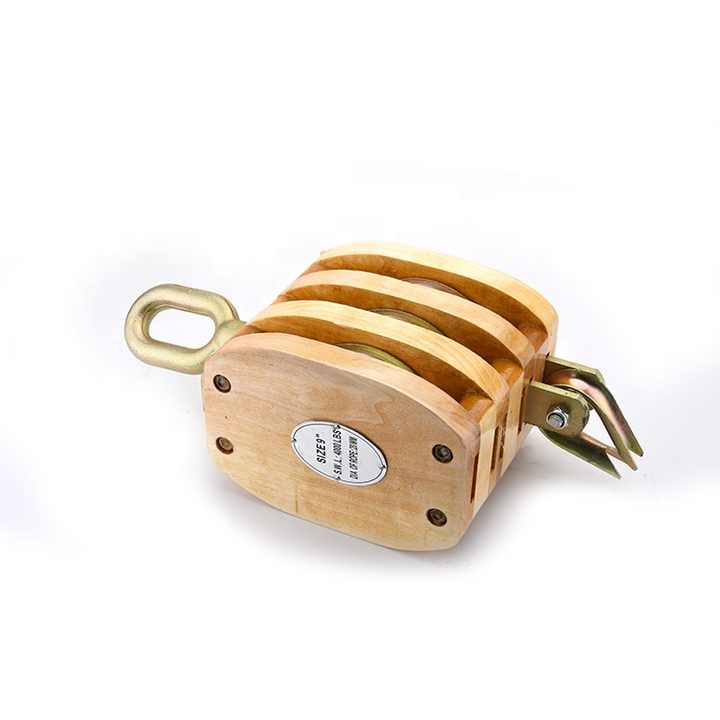 Wooden Block with Hook - Single Sheave & Becket