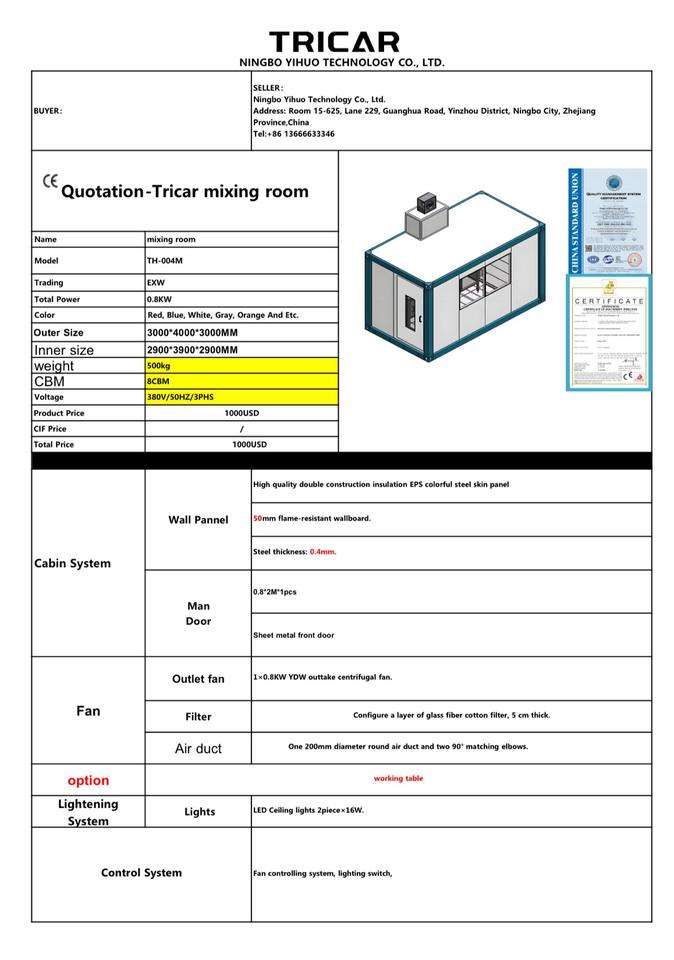 Tricar Automotive Paint Booth Industrial Spray Booth Paint Mixing Room ...
