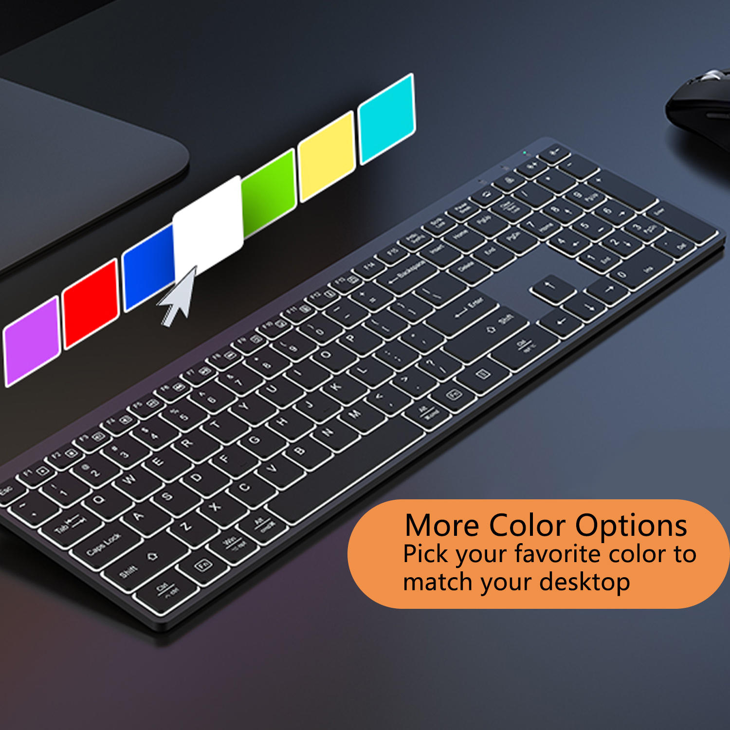 Full Size Rechargeable Backlit Keyboard Silent Wireless USB Keyboard ...