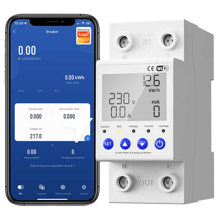 SMATRUL 63A WIFI Smart Switch & Energy Meter with Leakage Protection ...