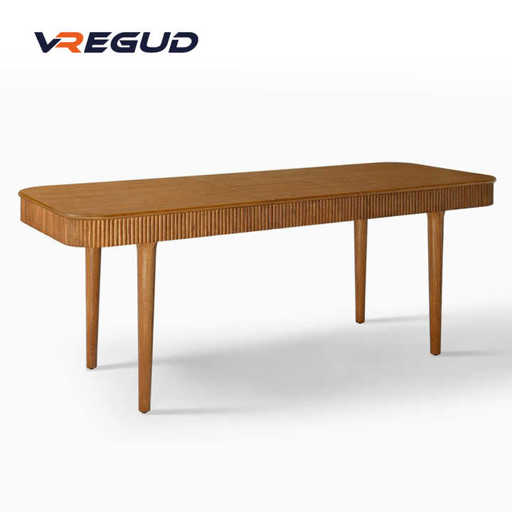 Minimalist Modern Solid Wood Rectangular Extendable Dining Table with ...