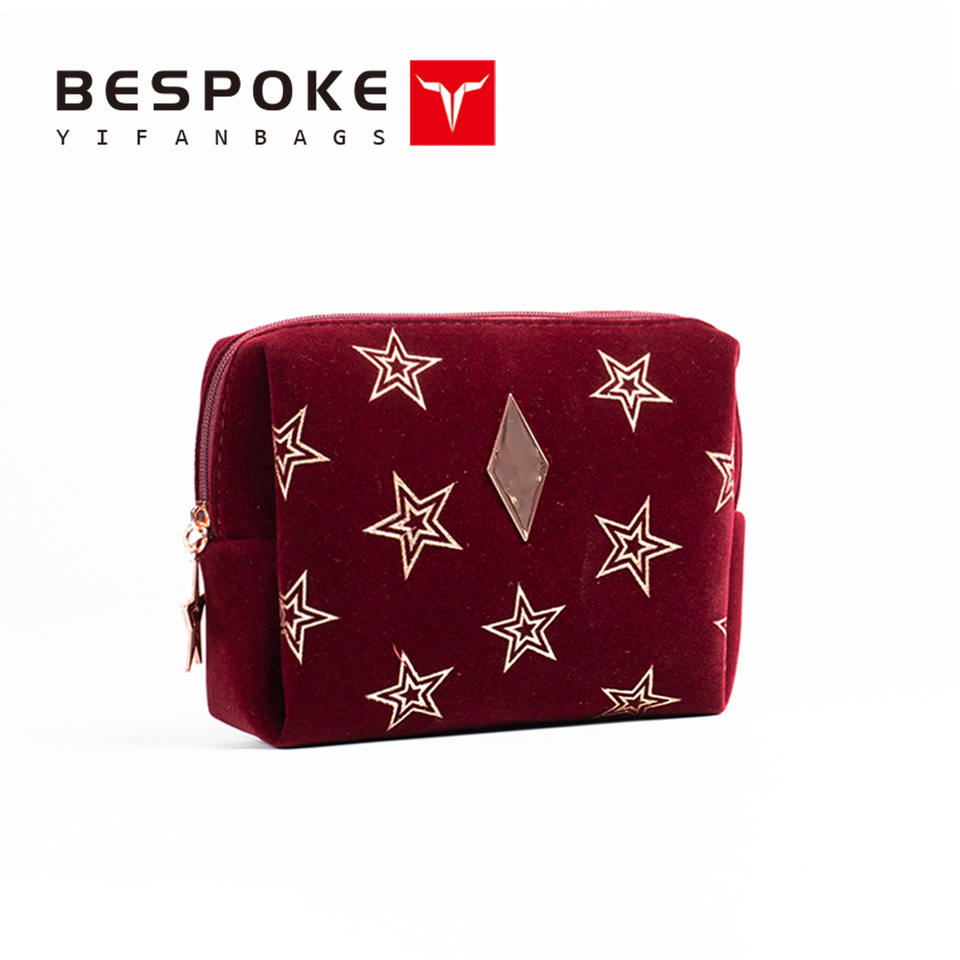 Customized Makeup Gift Bag, Wine Red Velvet Full Version Star Icon ...