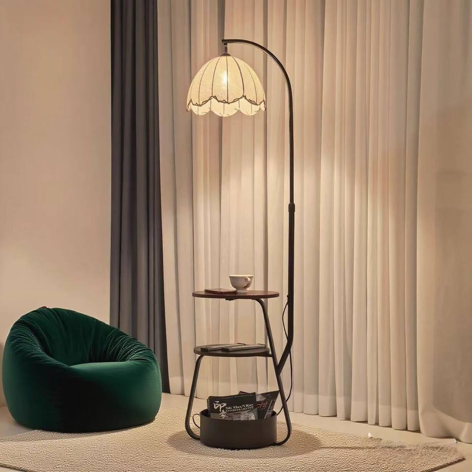 Decorative Retro Floor Lamp with Shelves French Retro Living Room ...