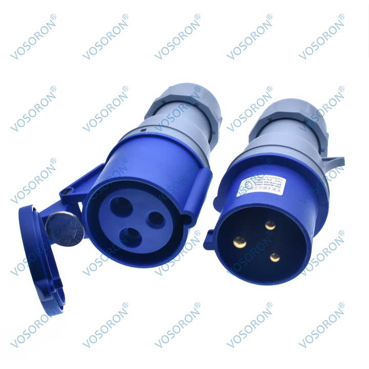 Industrial Plug Connector 32A-6H 250V IP44 Waterproof