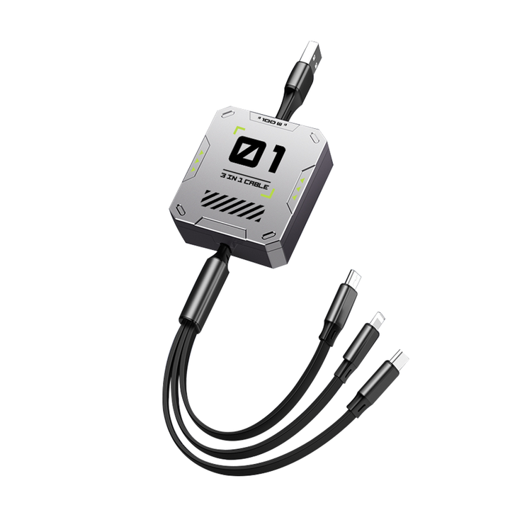 Usb Cable 3 In 1 Multi Retractable Usb Phone 6a 100w Fast Charging And ...