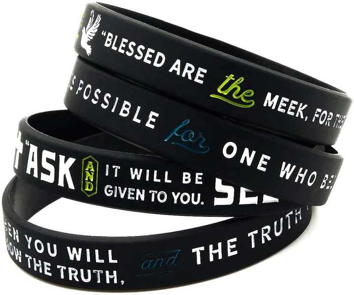 Wholesale Bible Bracelets with Scripture Verses from The Four Gospels Silicone Rubber Wrist Bands Religious Christian