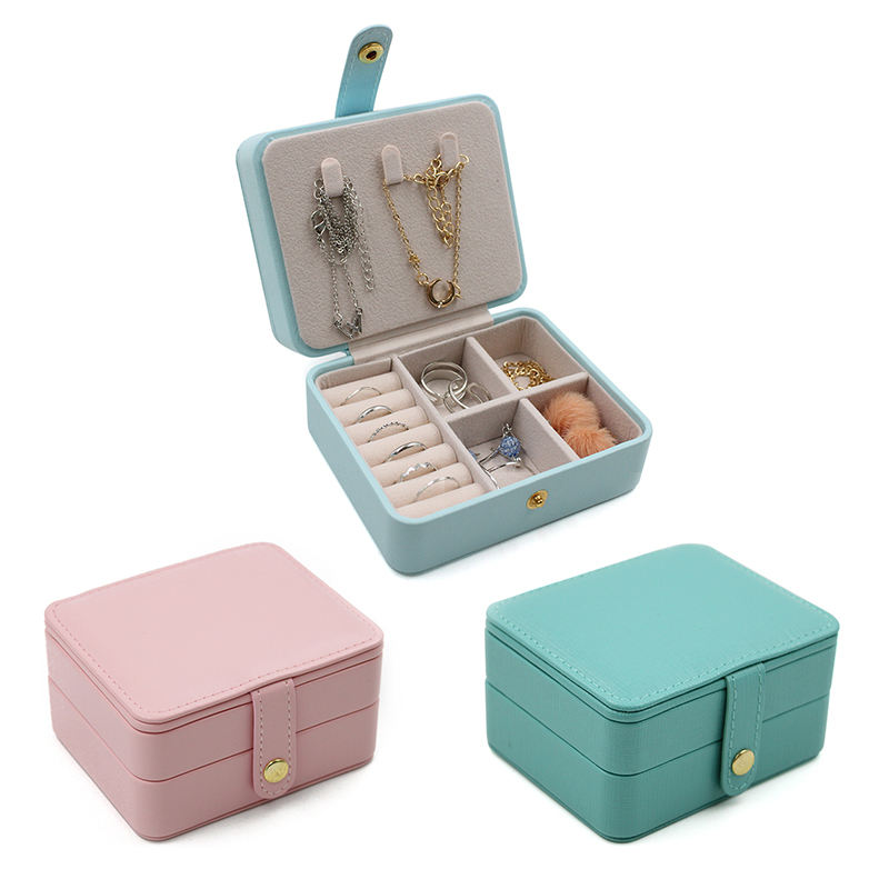 Reusable Pu Leather Jewelry Box Portable Necklace Ring Earring Pouch ...