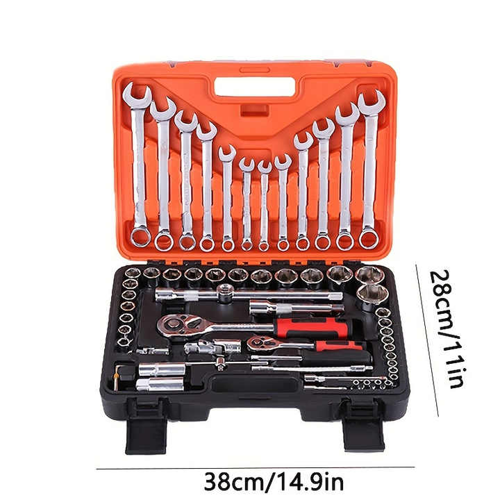 61pcs Chrome Vanadium Steel Tool Kit for Automotive Repairs