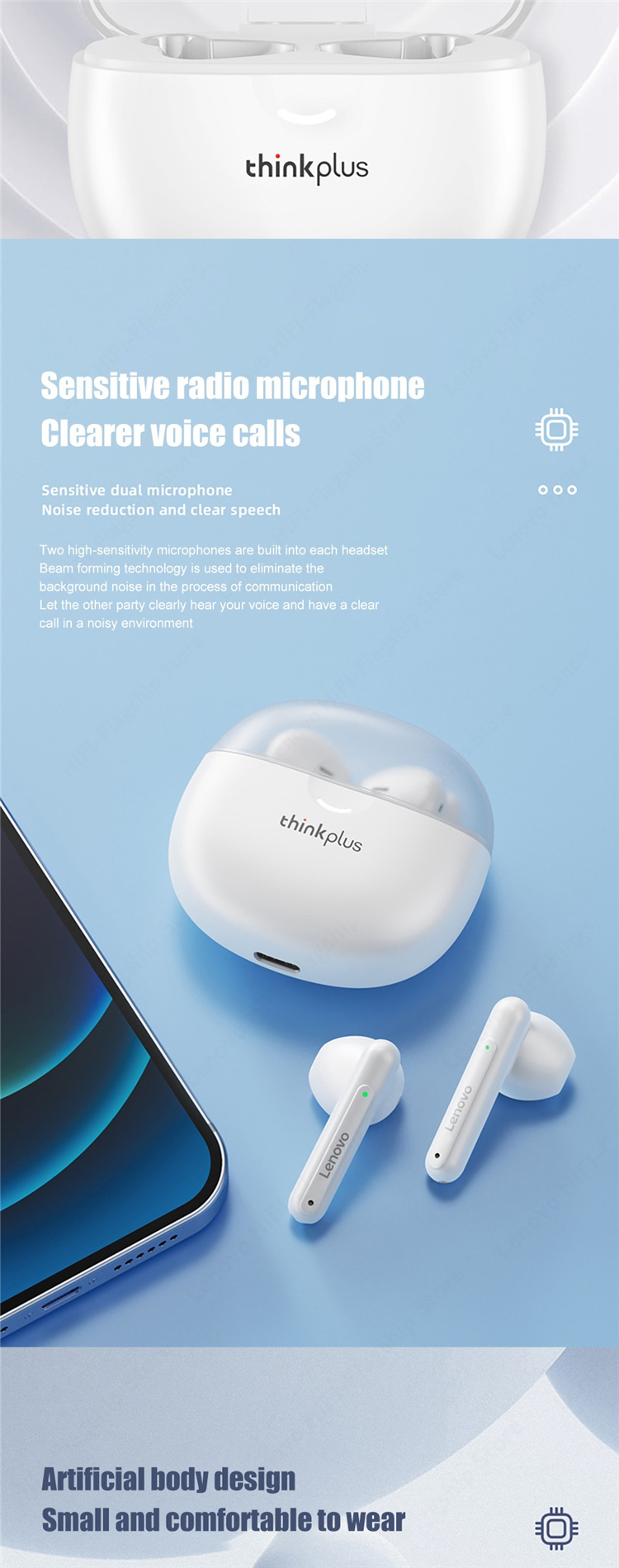 Lenovo Lp1 Pro Thinkplus Tws Headphones Gaming Earbuds Wireless Earphones Lenovo Lp1 Pro - Buy ...