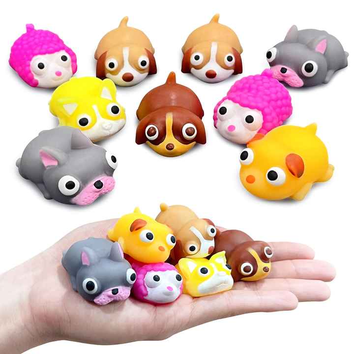 Puppy Mochi Soft Rubber Toy Cute TPR Eye Blowing Animal Neutral ...