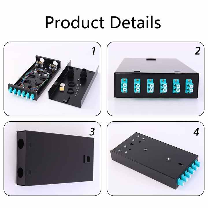 6-Port Multimode Fiber Enclosure Spool Kit LC/LC OM3 1 Meter 12 Strand ...