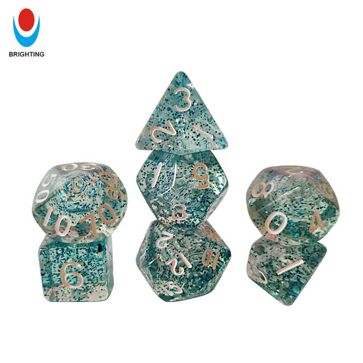 Custom 7pcs Polyhedral Acrylic DND RPG Dice Set Glitter Roll Play Toys ...