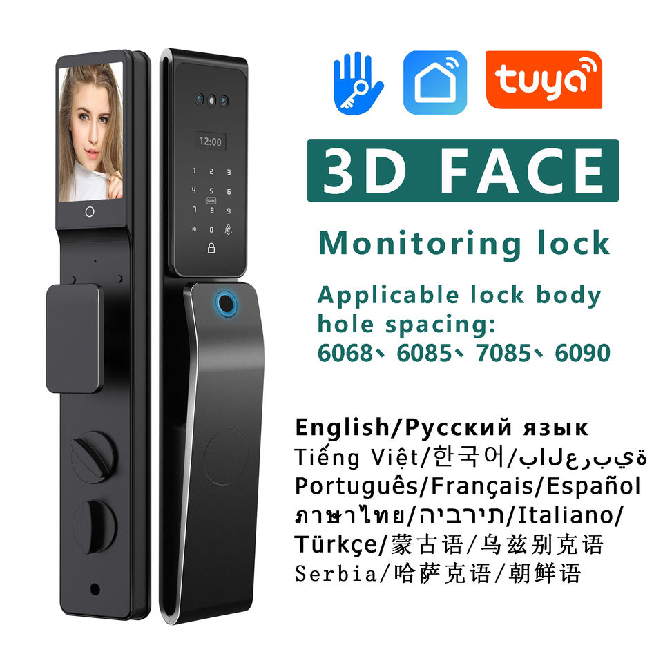 Video Call Biometric 3D Face Recognition Smart Door Lock Waterproof ...