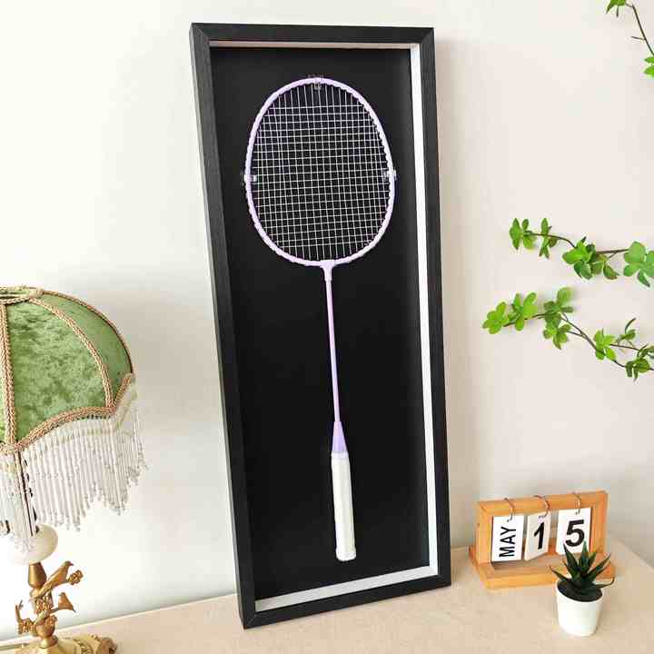 Badminton Racket Display Frame Wood Shadow Box Floral Animal Design ...