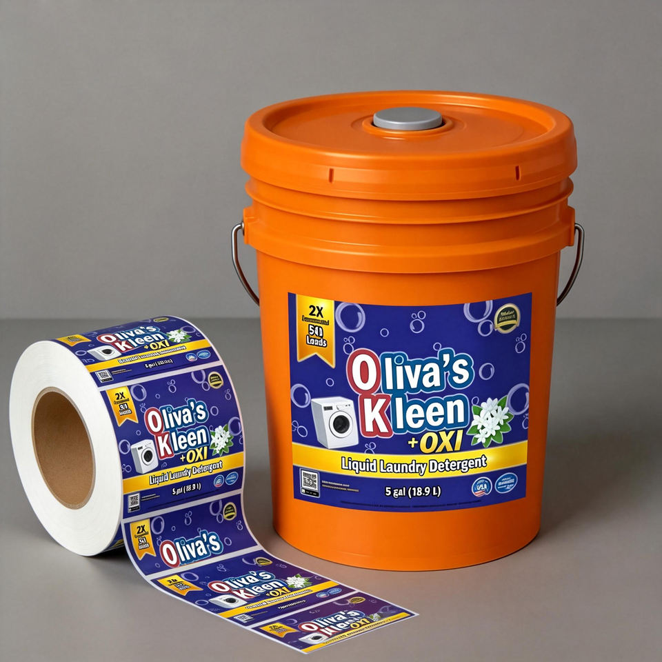 Custom Private LOGO Printed Roll Self Adhesive PVC PE Detergent Bottle ...