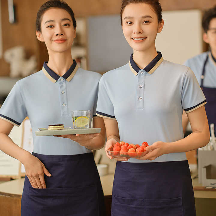 Custom 2024 Restaurant Waiter Uniform Polo Shirt Server Uniforms Short ...