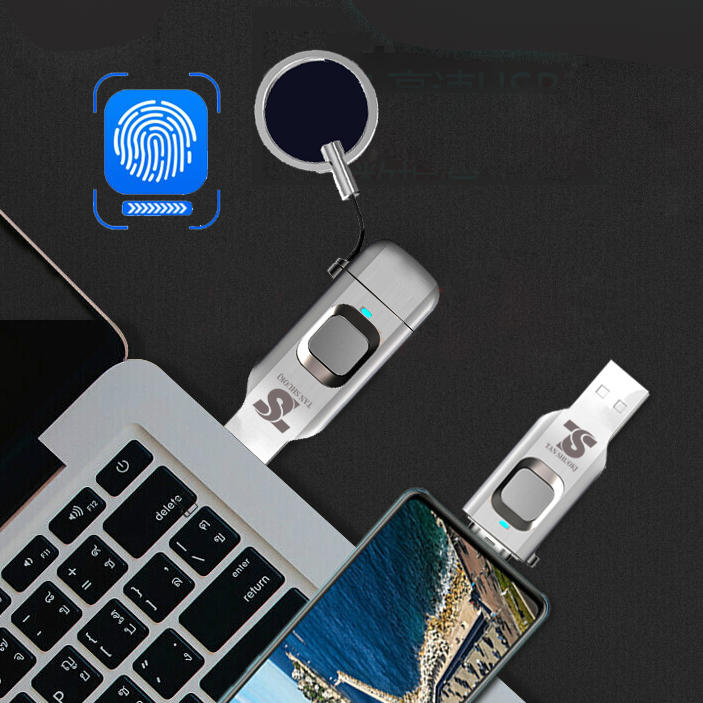 512gb usb 3.0 type c otg fingerprint encrypted USB drive with lock ...