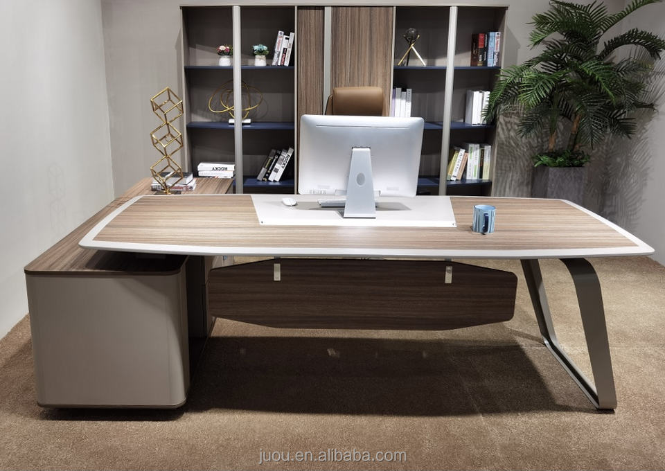 Modern MDF Office Desk - L-Shape CEO Desk with Extendable Feature