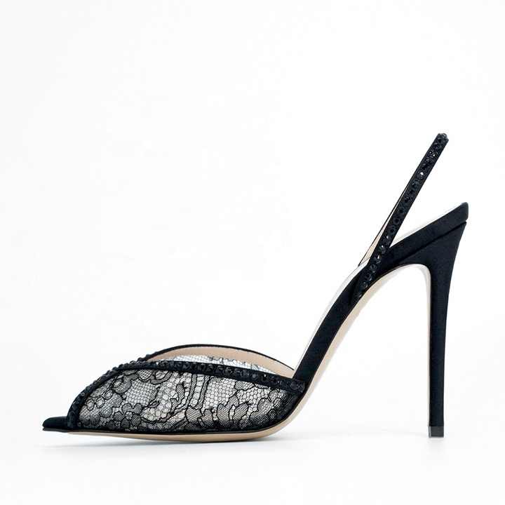 Luxury Women Shoes Slingbacks with Crystals & Pointed Toe