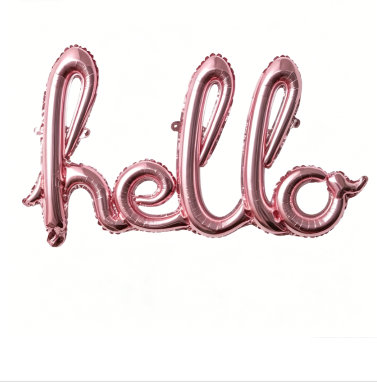Hello Cursive Letter Foil Balloon Gold Silver Rose Gold Curved Alphabet ...