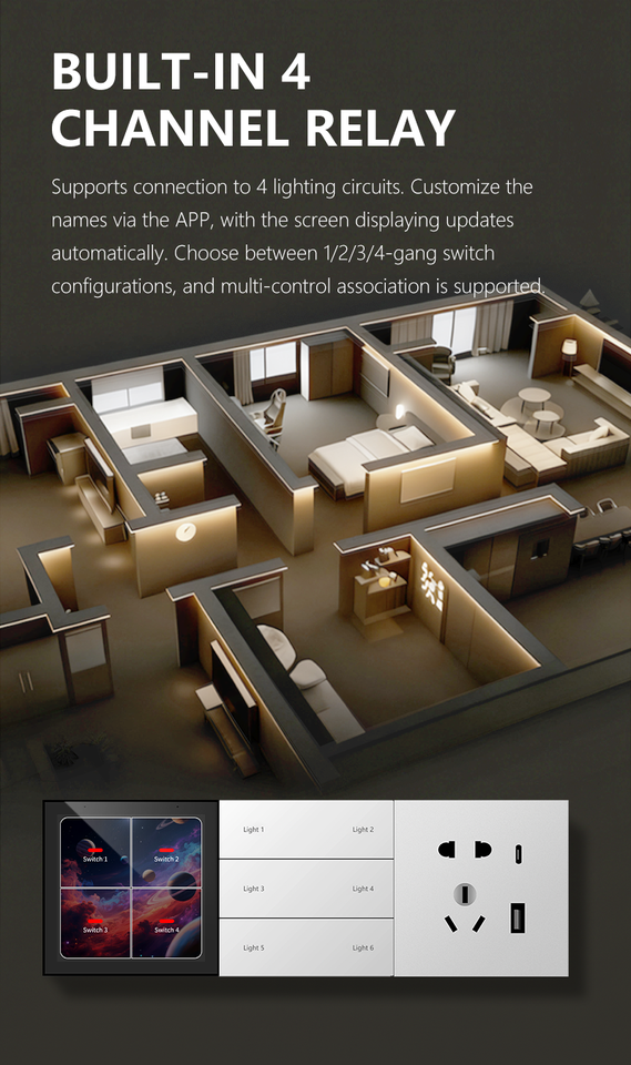 TYSH Tuya Zigbee Smart Screen Home Wall Switches Light Curtain Dimmer ...