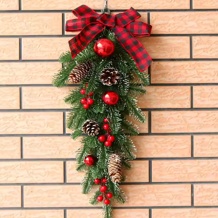 2025 Hot Sale Green PVC Mini Christmas Sprays/Garland WIth Pine Cones ...