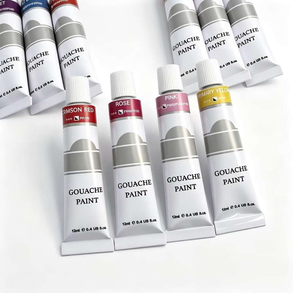 12 Color 12ml Aluminum Tube Gouache Paint Set, Strong Hiding Power Art ...