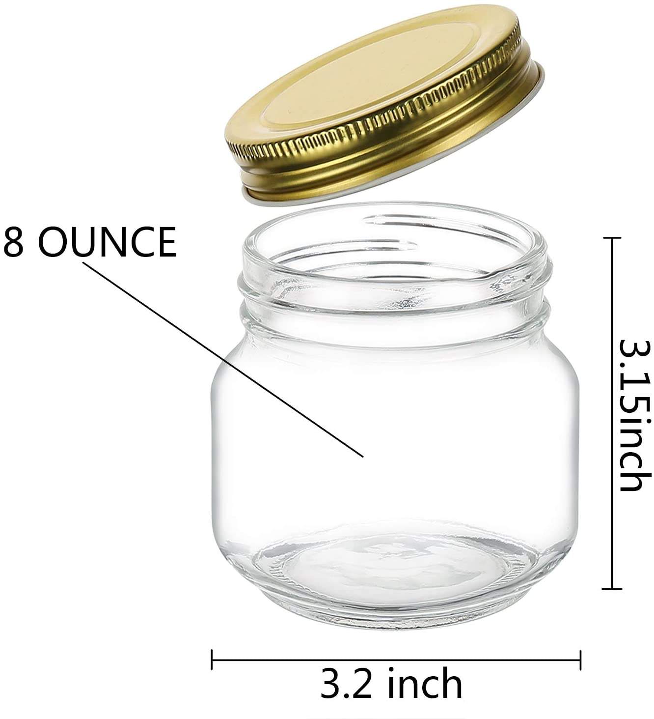 8 oz Glass Jars With Lids Regular Mouth Mason Jars For Storage Canning Jars
