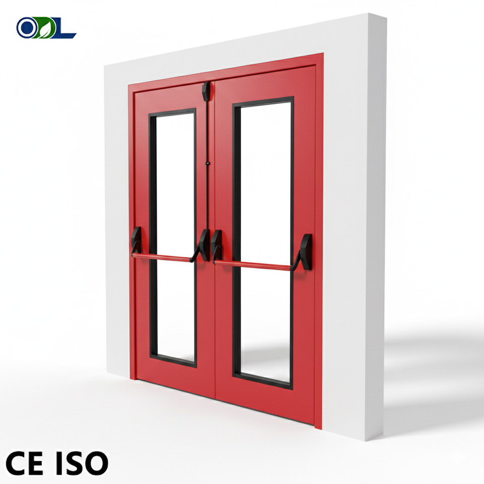 Fire Rated Exit Door with Panic Bar and Large Vision Panel for ...