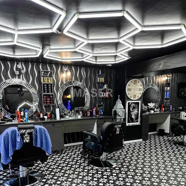 Dimmable 3CCT Hexagonal Barber LED Work Light AC Powered 5 Grid System ...