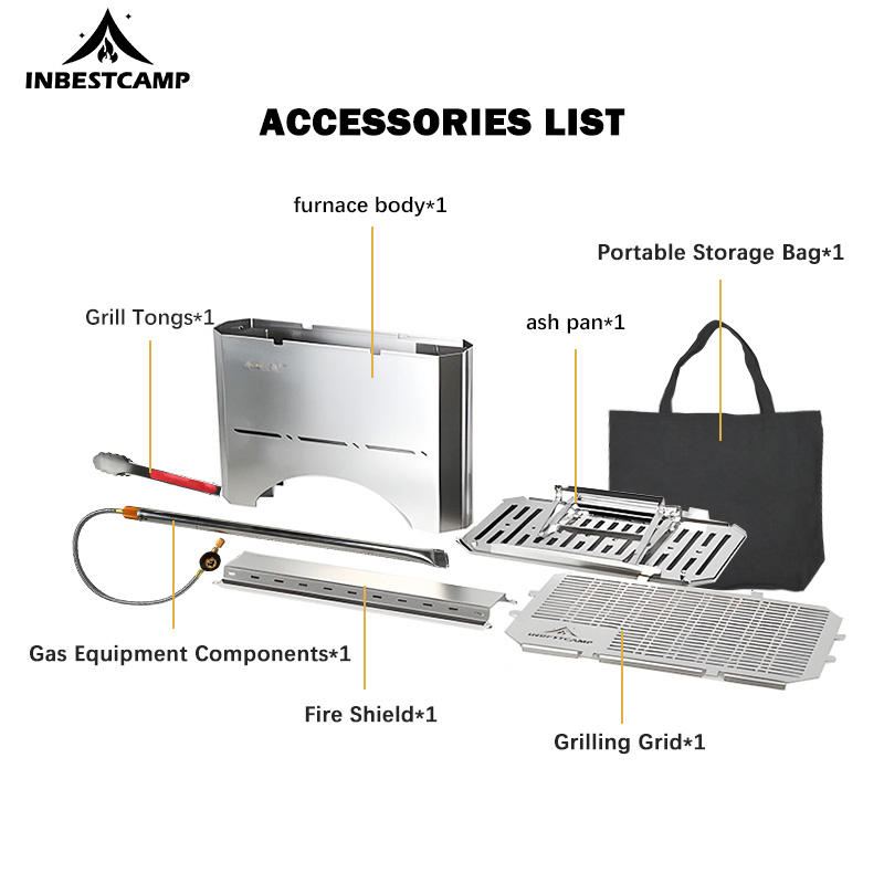 INBESTCAMP Stainless Steel Portable Gas Grill Plate Removable Assembly ...