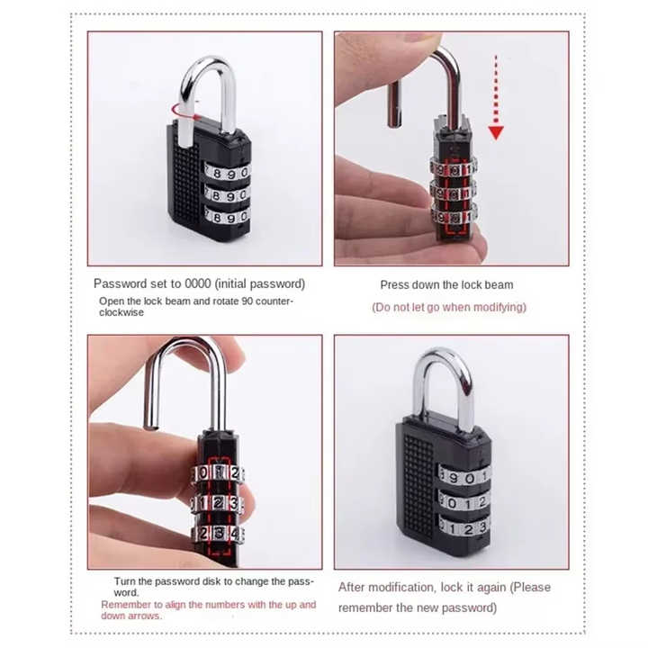 Padlock 4 Digit Password Locks Combination Suitcase Luggage Metal ...