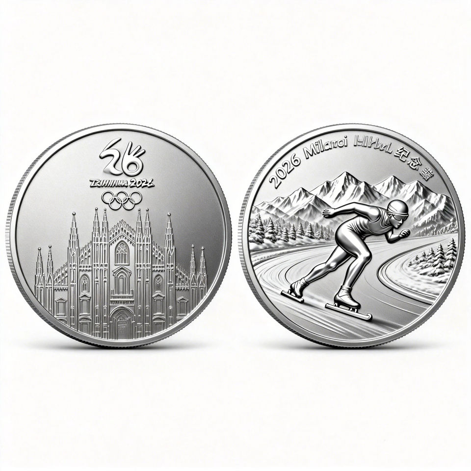 3D Stereoscopic Relief Commemorative Coin of Ski Athletes for Milan ...