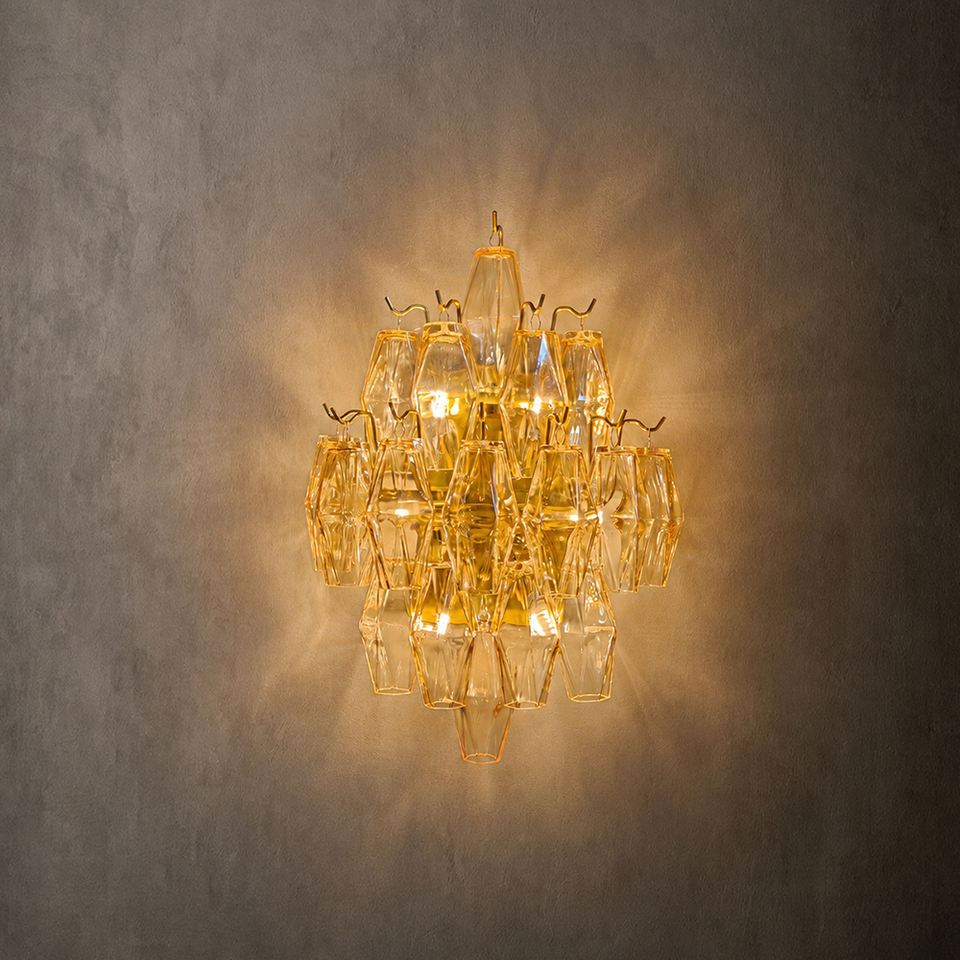 Modern Amber Glass Linear Chandelier With Brass Frame For Dining Room ...
