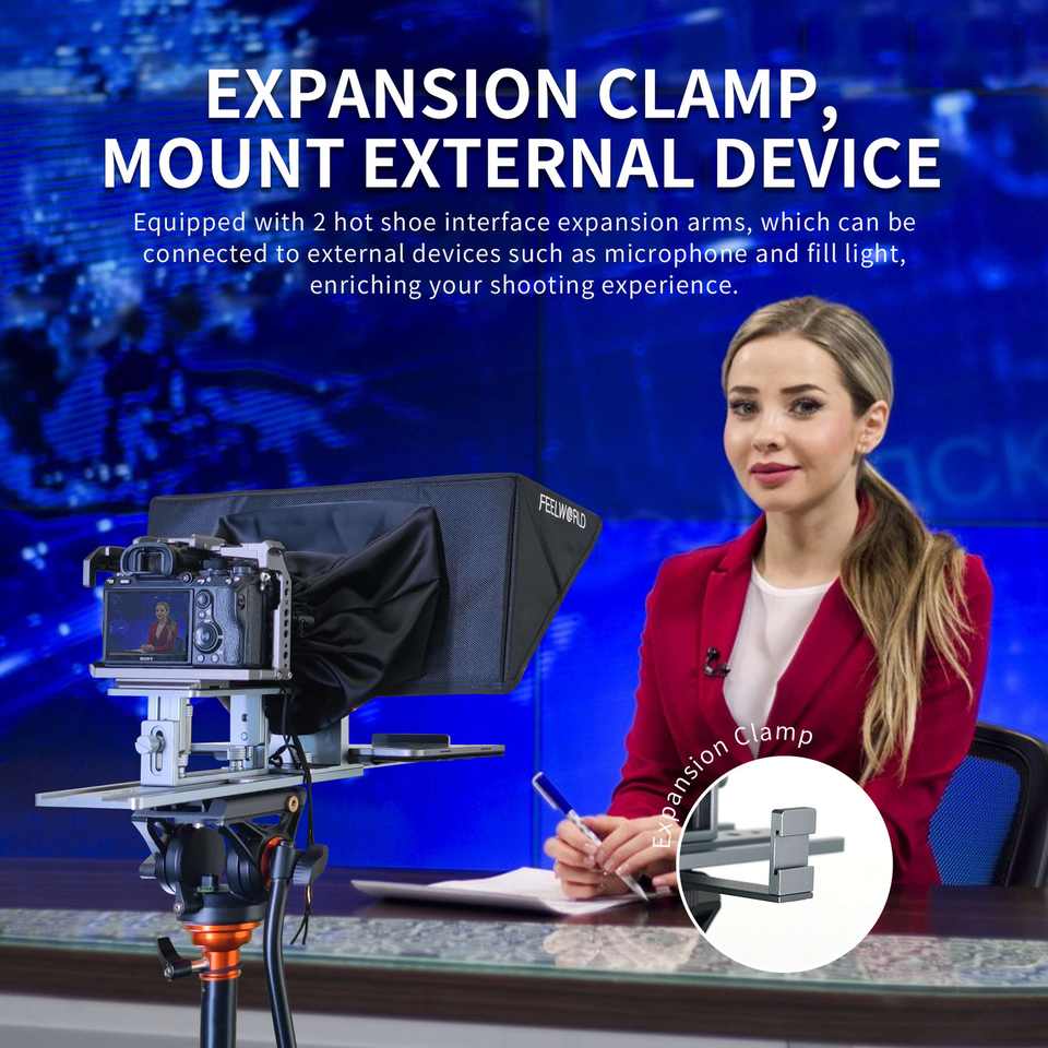 FEELWORLD TP16 Folding Teleprompter Glass for Tablet Smartphone up to ...