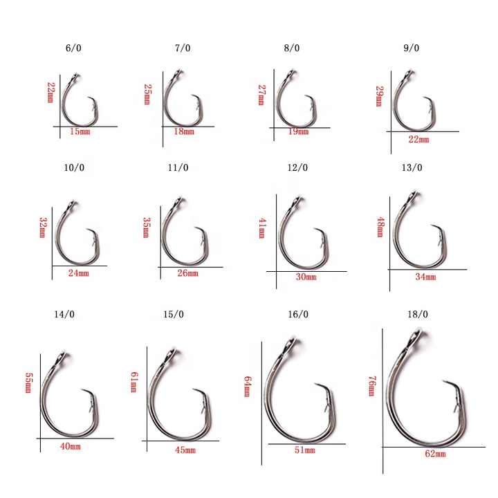 Custom Stainless Steel Big Game Sea Tuna Fishing Hooks 39960 Shark ...